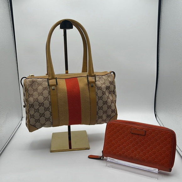 Gucci | Bags | Vintage Gucci Monogram Canvas And Leather Bag And Gucci ...